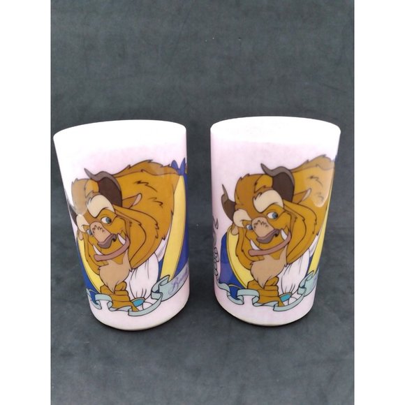Disney | Dining | Two Vintage Beauty Beast Plastic Cups 4 | Poshmark